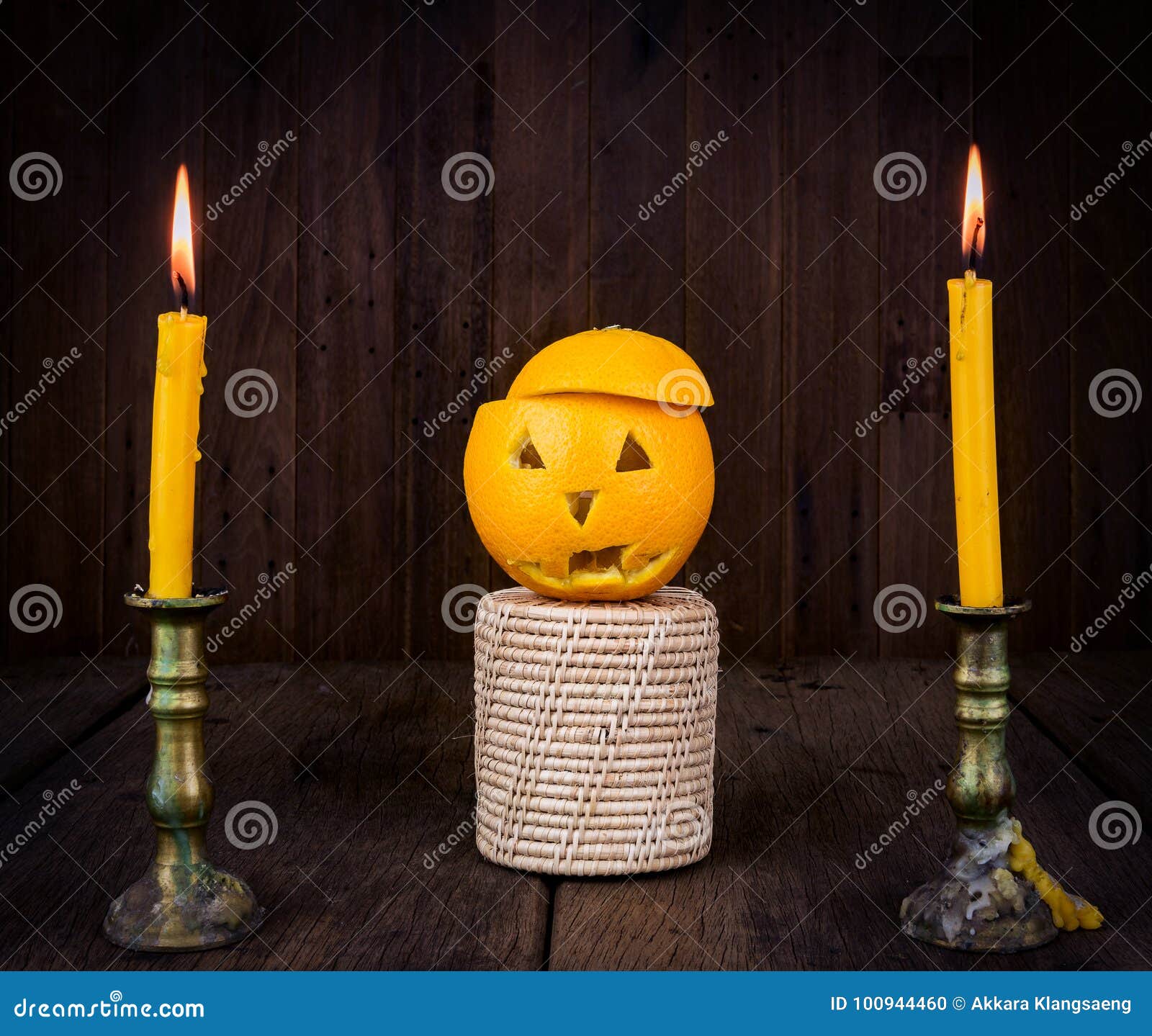 Orange Devil Halloween with Candle Stock Photo - Image of helloween ...