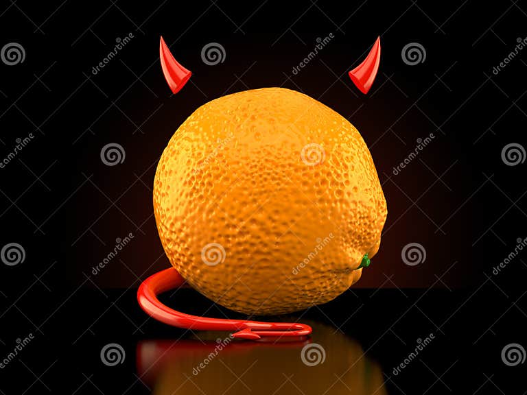 Orange with Devil Horns and Tail Stock Illustration - Illustration of ...