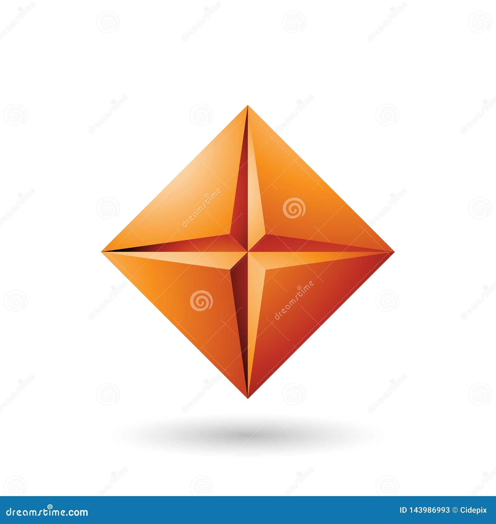 Orange Diamond Icon with a Star Shape Vector Illustration Stock Vector ...