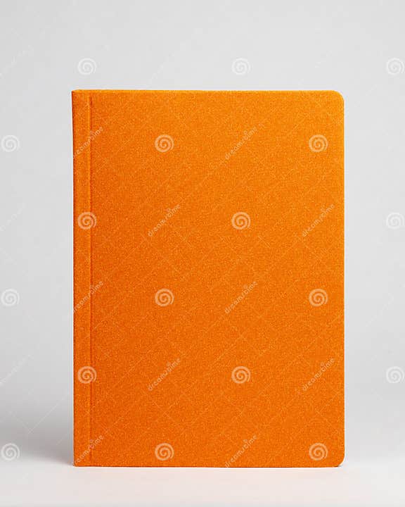 Orange Diary in Standing View on Table on White Background. Frontside ...