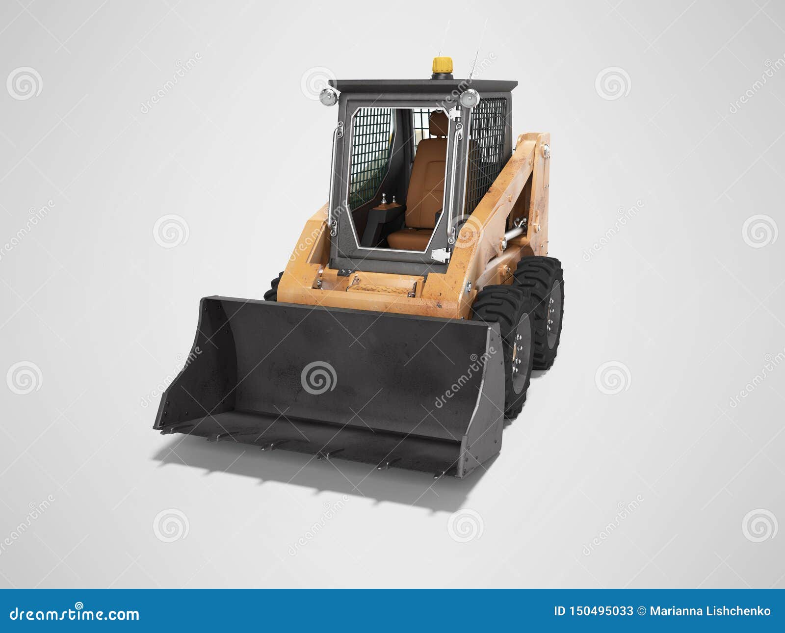 Orange Diesel Forklift with Front Bucket Isolated 3d Render on Gray ...