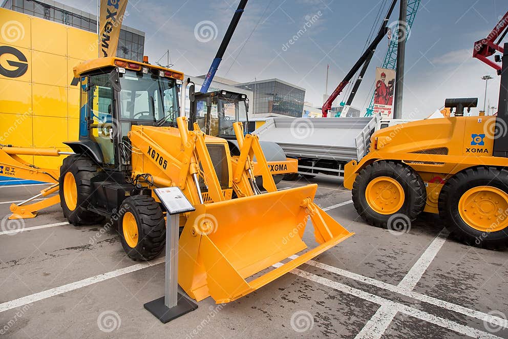 Orange Diesel Front End Loader Editorial Stock Photo - Image of metal ...
