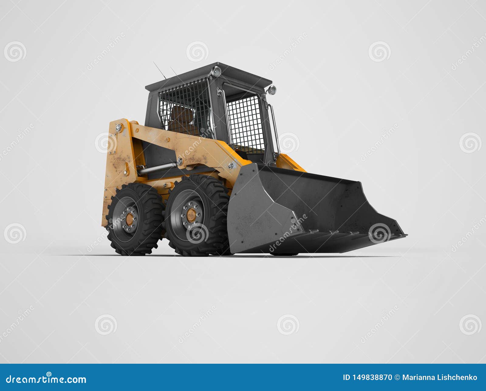 Orange Diesel Loader with Front Bucket 3d Render on Gray Background ...