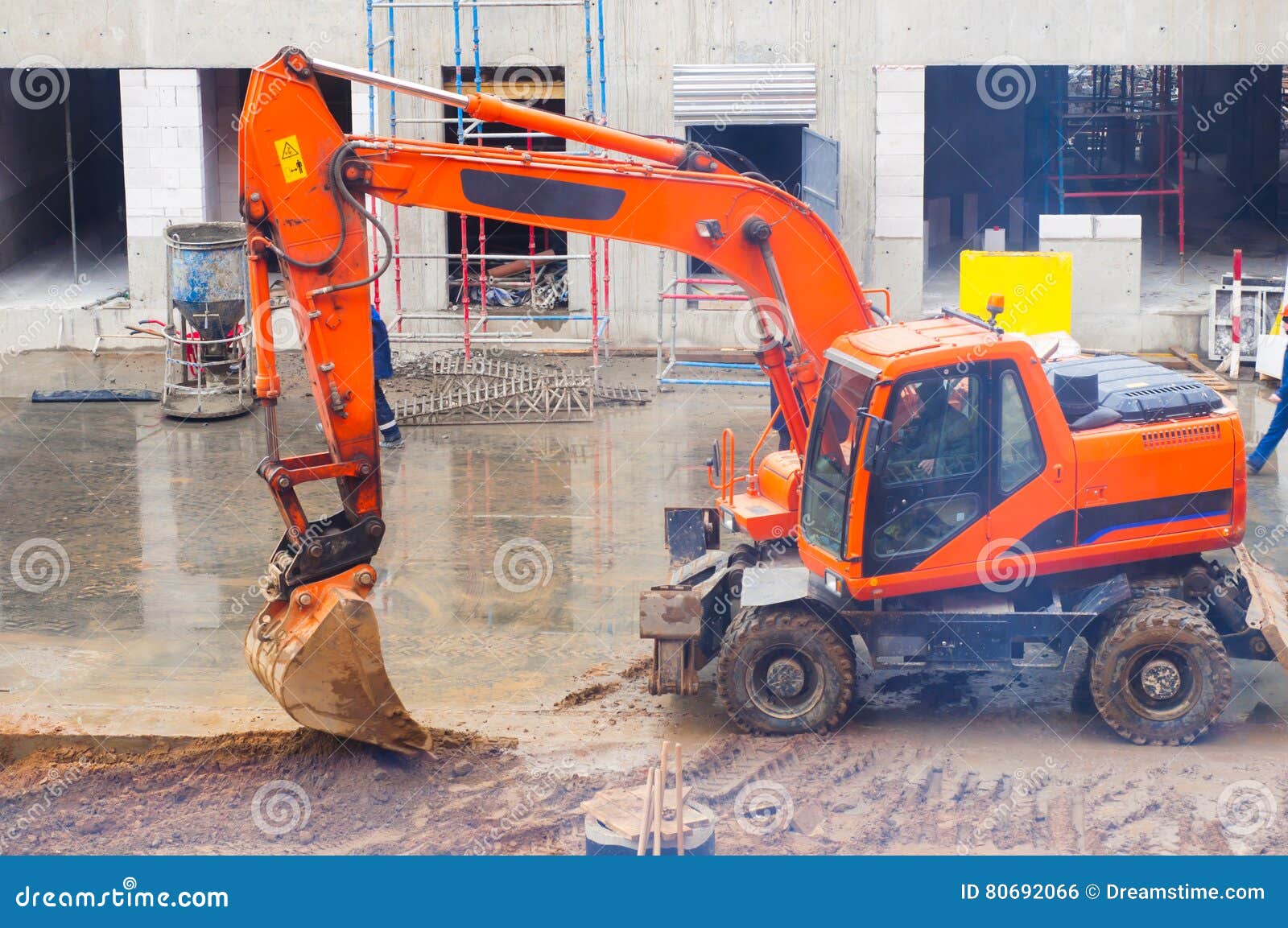 Orange digger stock photo. Image of imprint, inspector - 80692066
