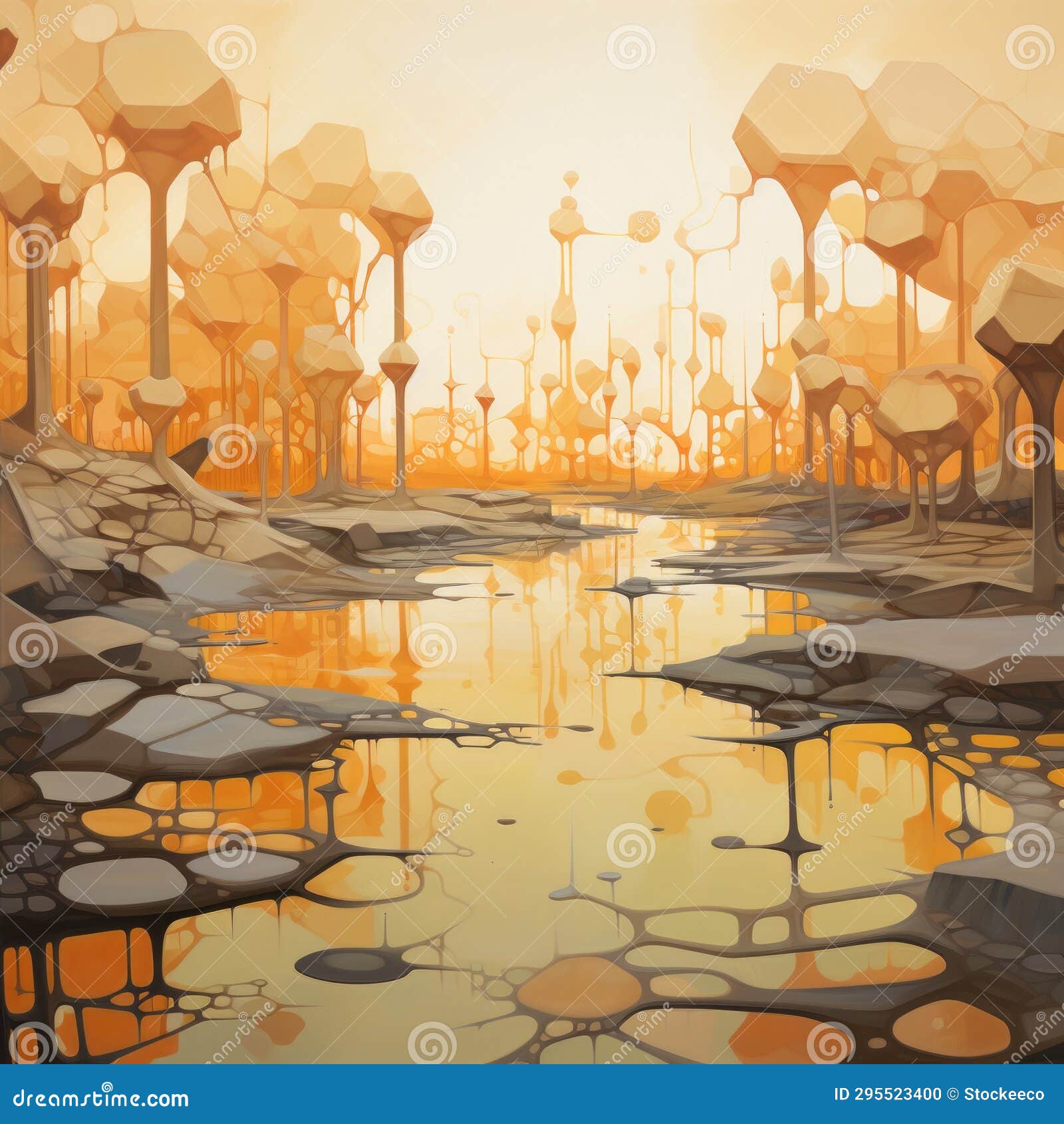 Orange Digital Art: Post-apocalyptic Water Area in Chaotic Environments ...
