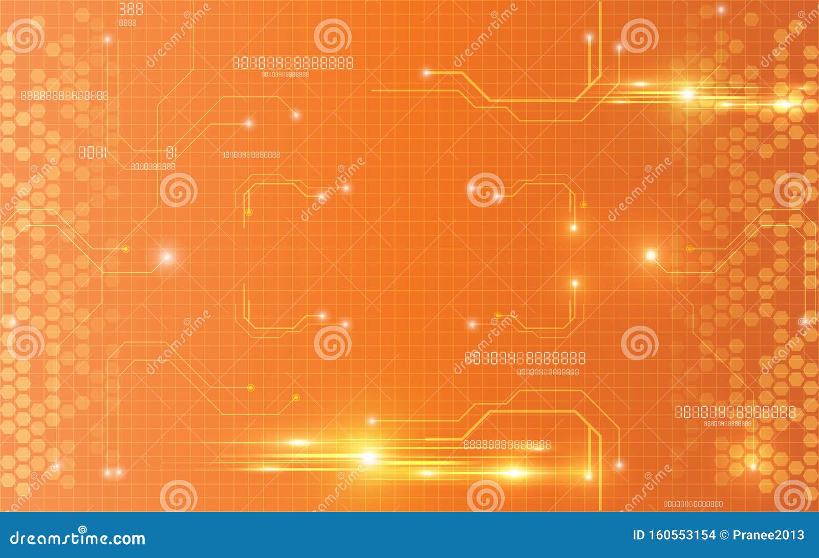 Orange Digital Technology Communication Network Design Stock Vector ...