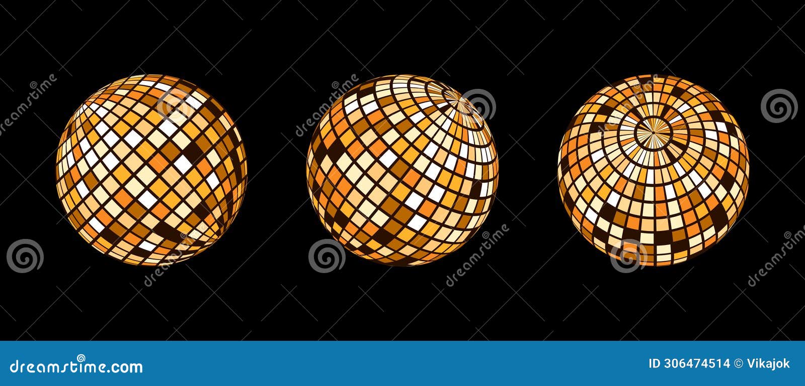 Orange Disco Ball Set. Collection of Wireframe Spheres in Different ...