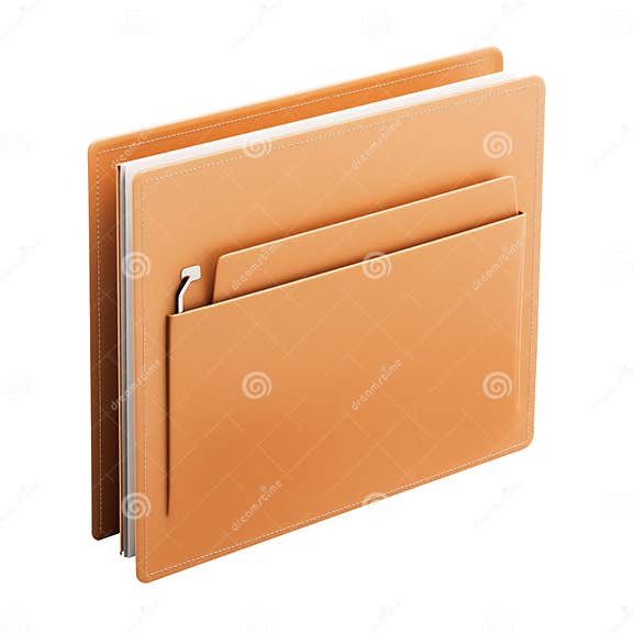 Orange Document Folder with Multiple Compartments, Isolated on a White ...
