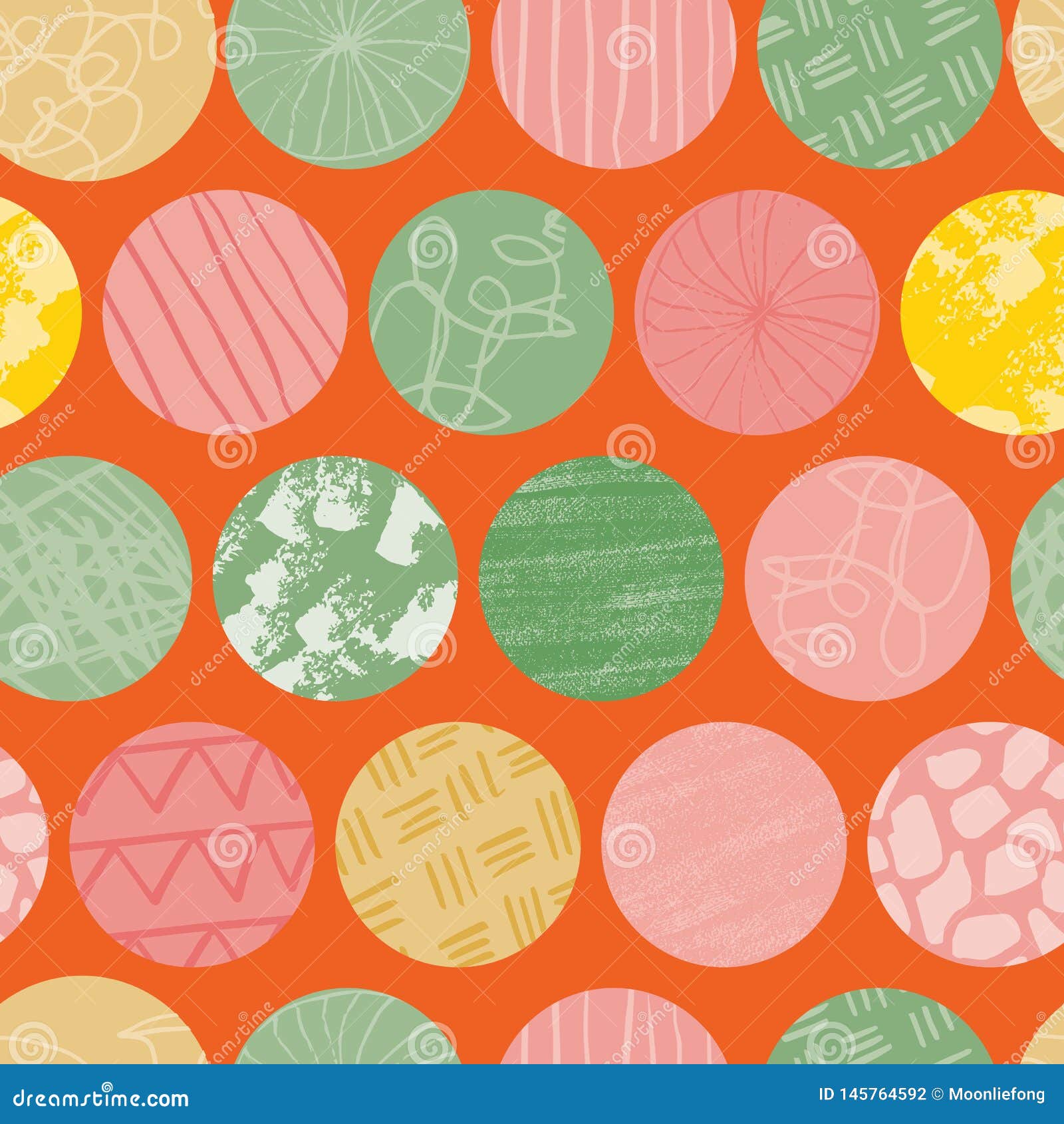 Orange Doodle Circle Seamless Abstract Repeat Pattern Stock Vector ...