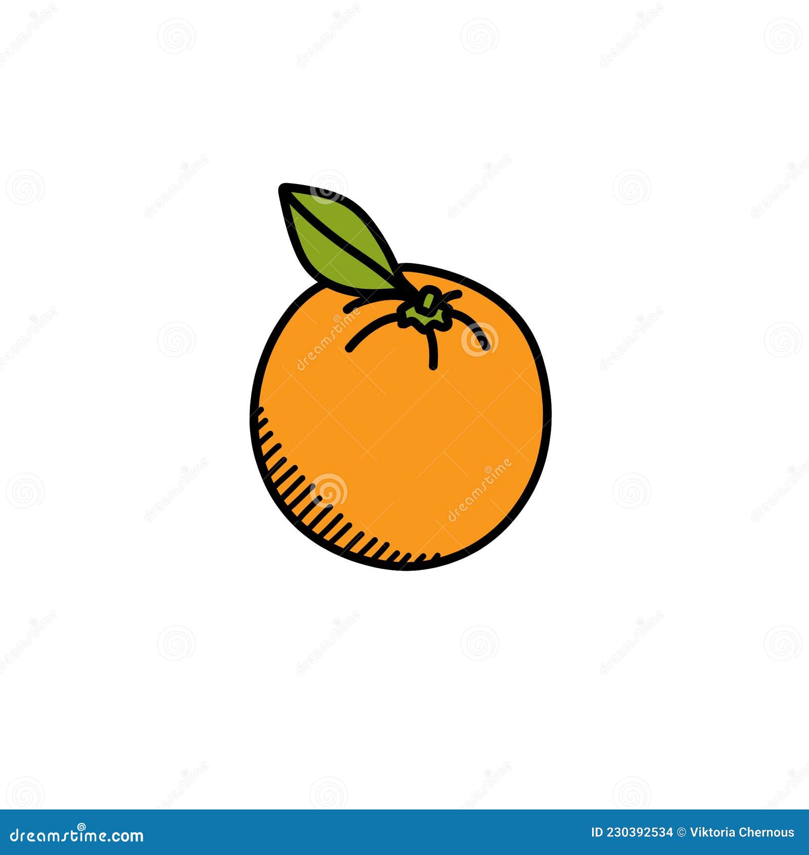 Orange Doodle Icon, Vector Color Line Illustration Stock Vector ...