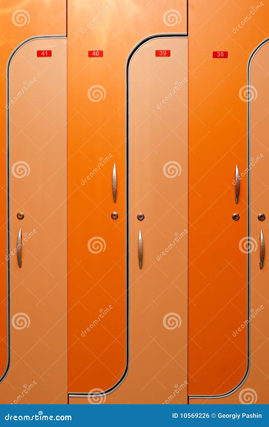 Orange doors lockers stock photo. Image of color, lock - 10569226