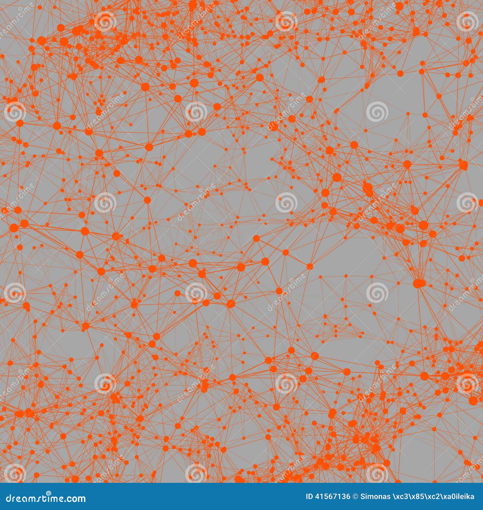 Orange Dots Connected on Grey. Abstract Background Stock Illustration ...