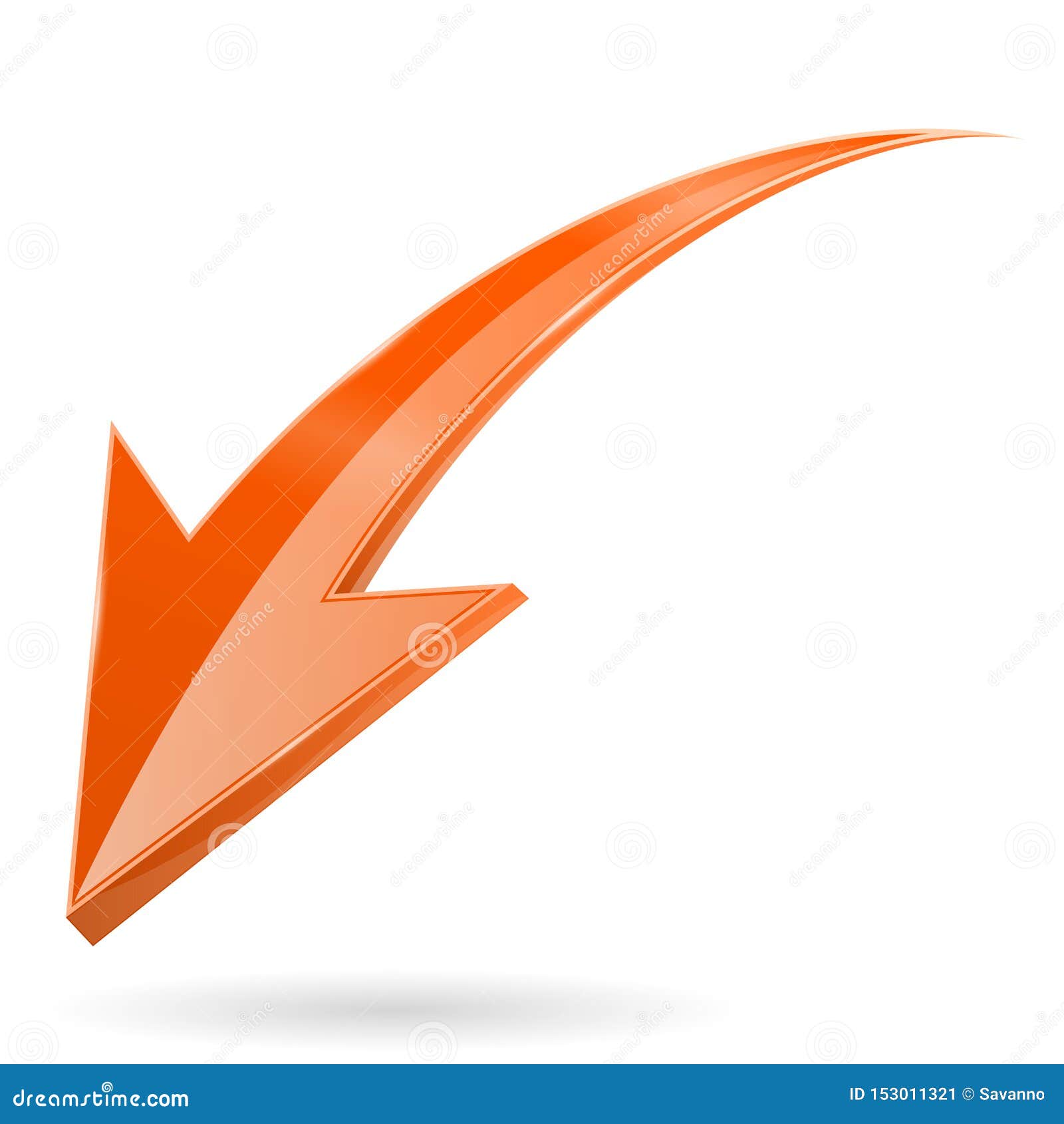 Orange Down Arrow. 3d Shiny Web Icon Stock Vector - Illustration of ...