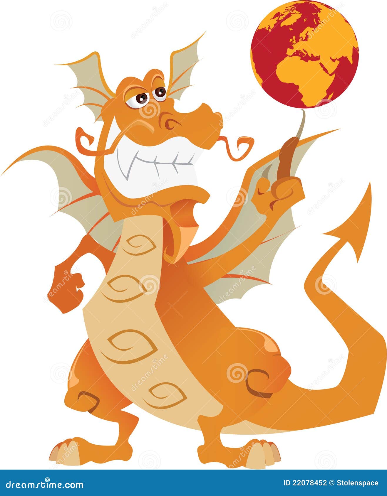 Orange dragon stock vector. Illustration of cartoon, fire - 22078452