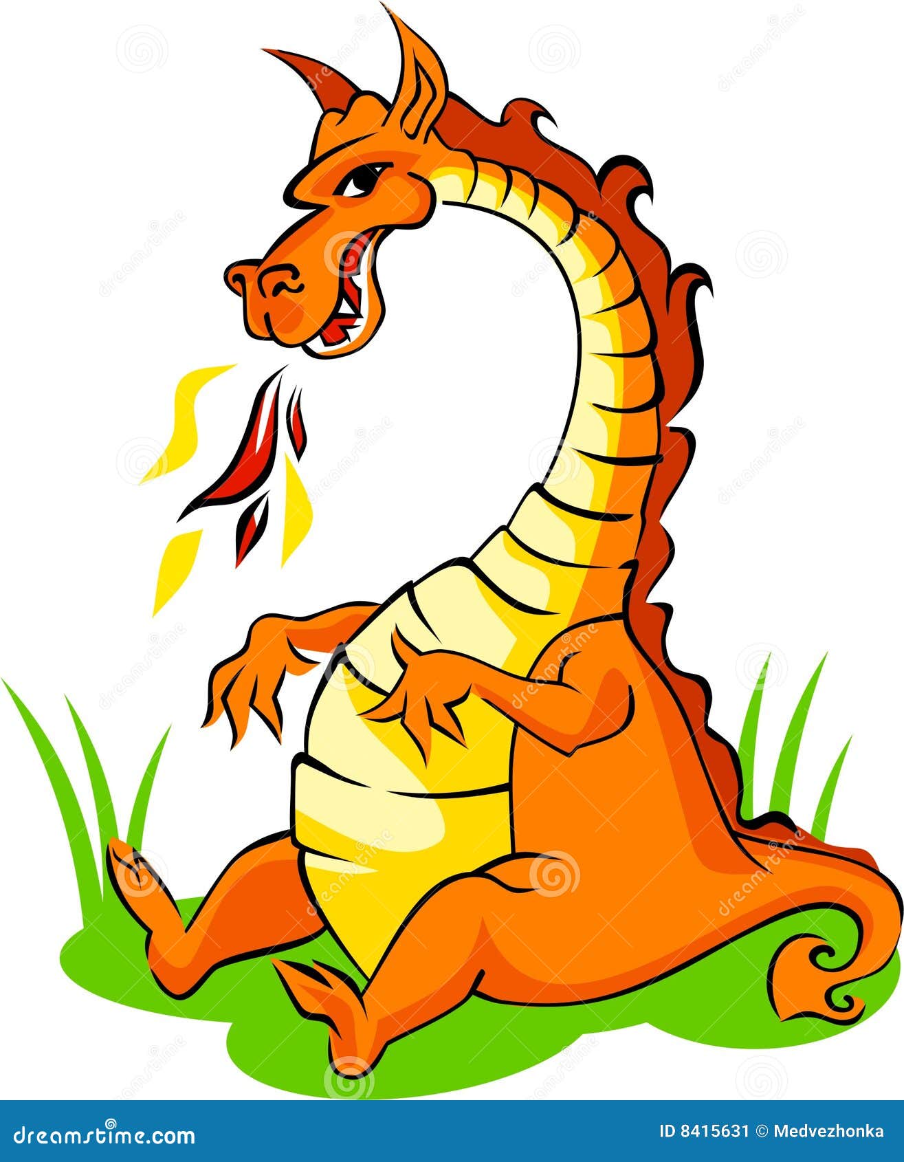 Orange dragon stock vector. Illustration of smile, colorful - 8415631