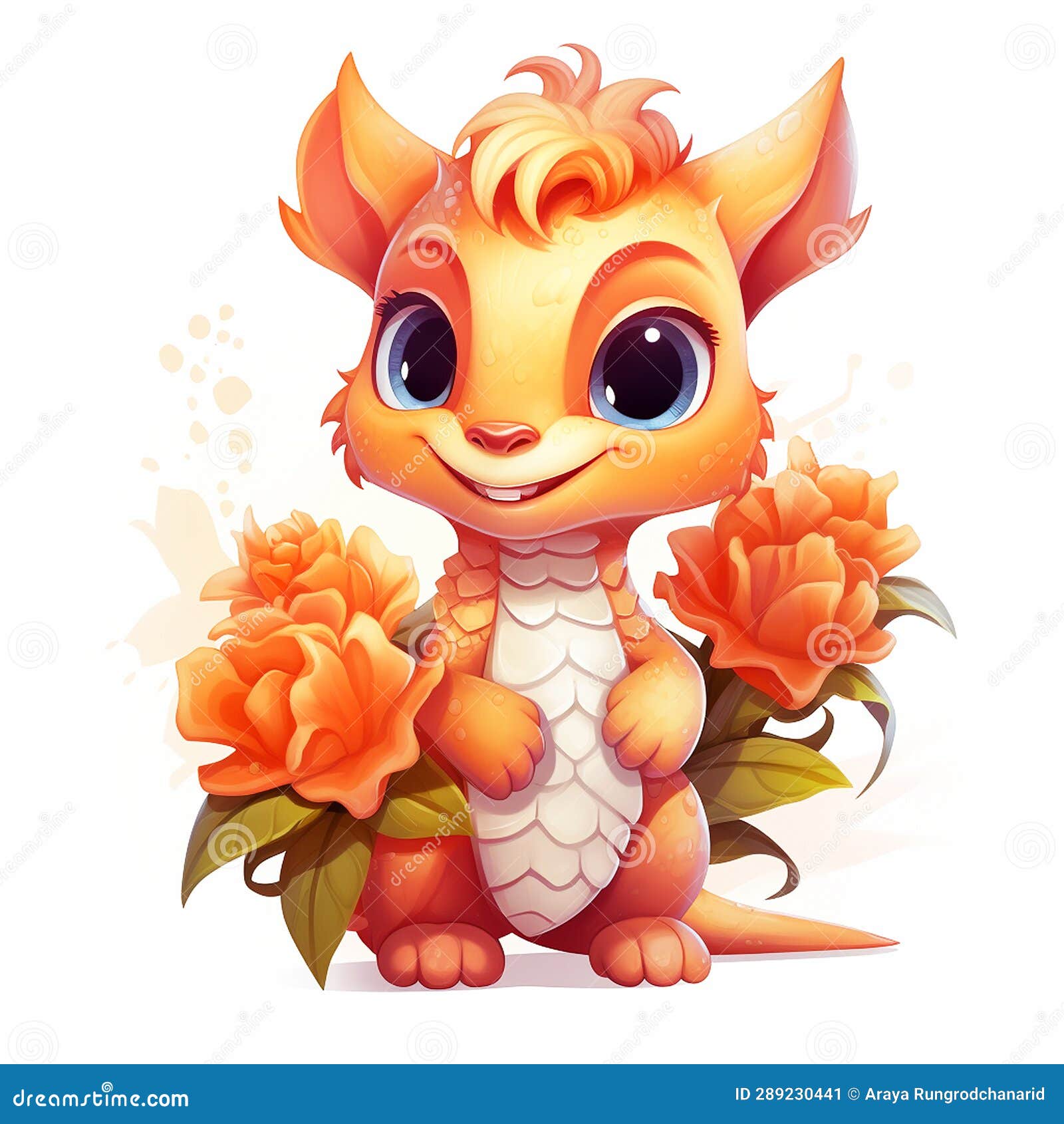 Orange dragon cartoons stock illustration. Illustration of bags - 289230441