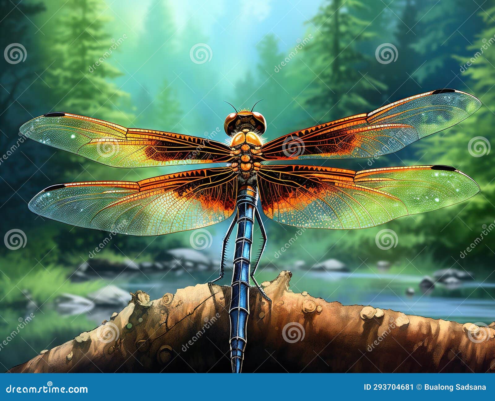 Ai Generated Illustration Wildlife Concept of Orange Dragon Fly Stock ...