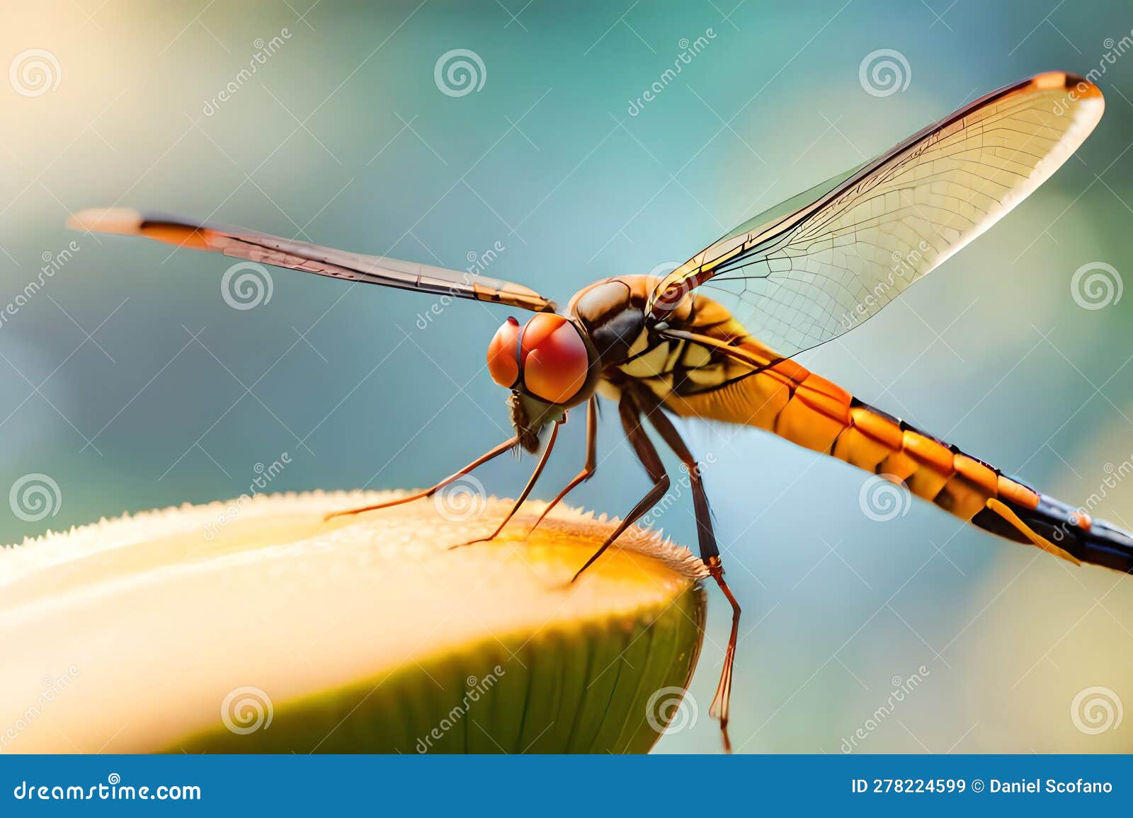 Orange Dragonfly Side View , Isolated on White Background Cutout ...