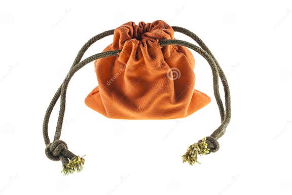Orange Drawstring Bag Packaging on White Background Stock Photo - Image ...