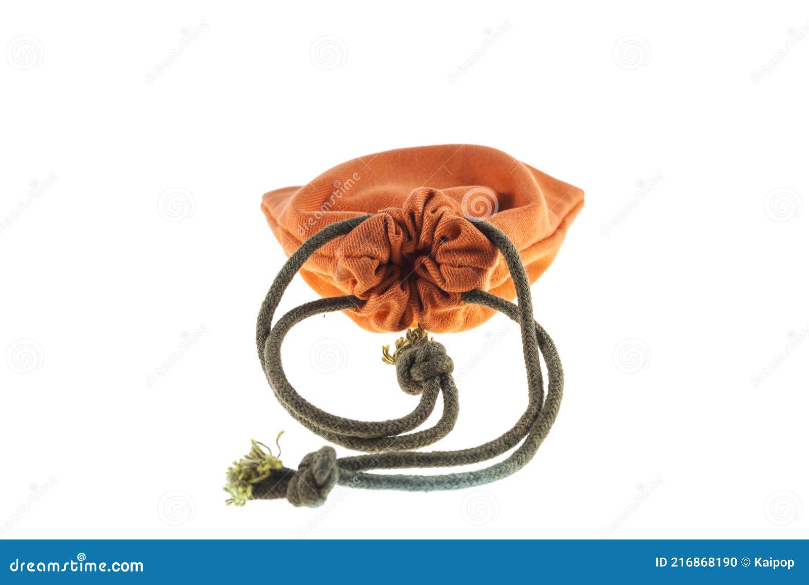 Orange Drawstring Bag Packaging on White Background Stock Photo - Image ...