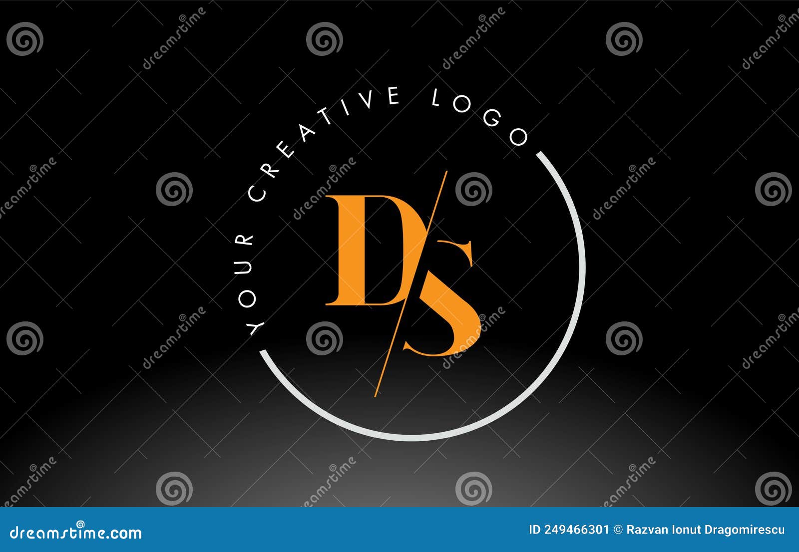 Orange DS Serif Letter Logo Design with Creative Intersected Cut Stock ...