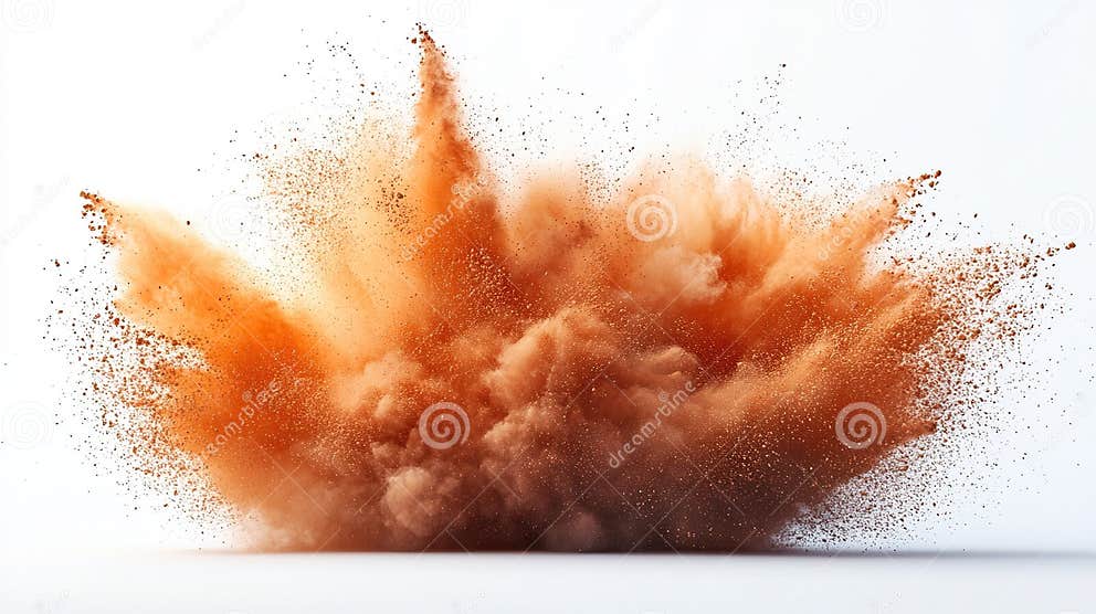 Orange Dust Explosion Isolated on White Background Stock Illustration ...