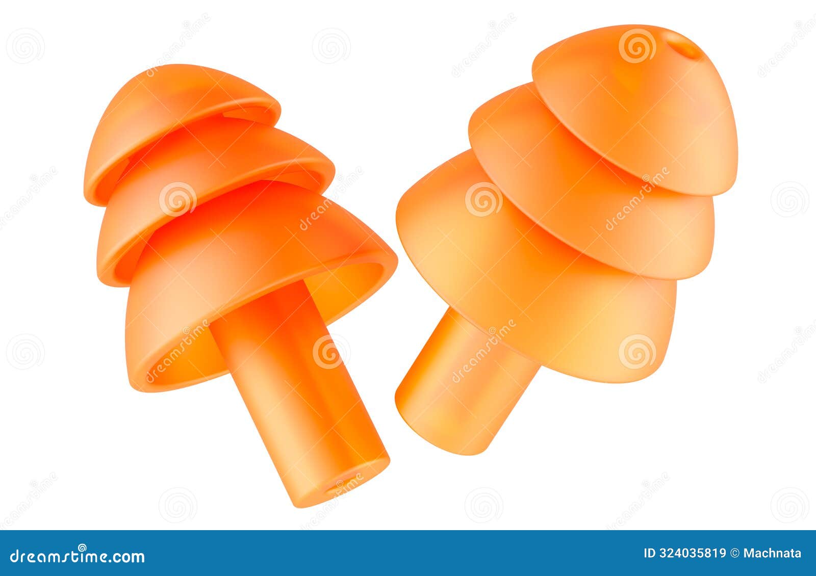 Orange Ear Plugs for Sleep Soft Silicone Reusable, 3D Rendering Stock ...