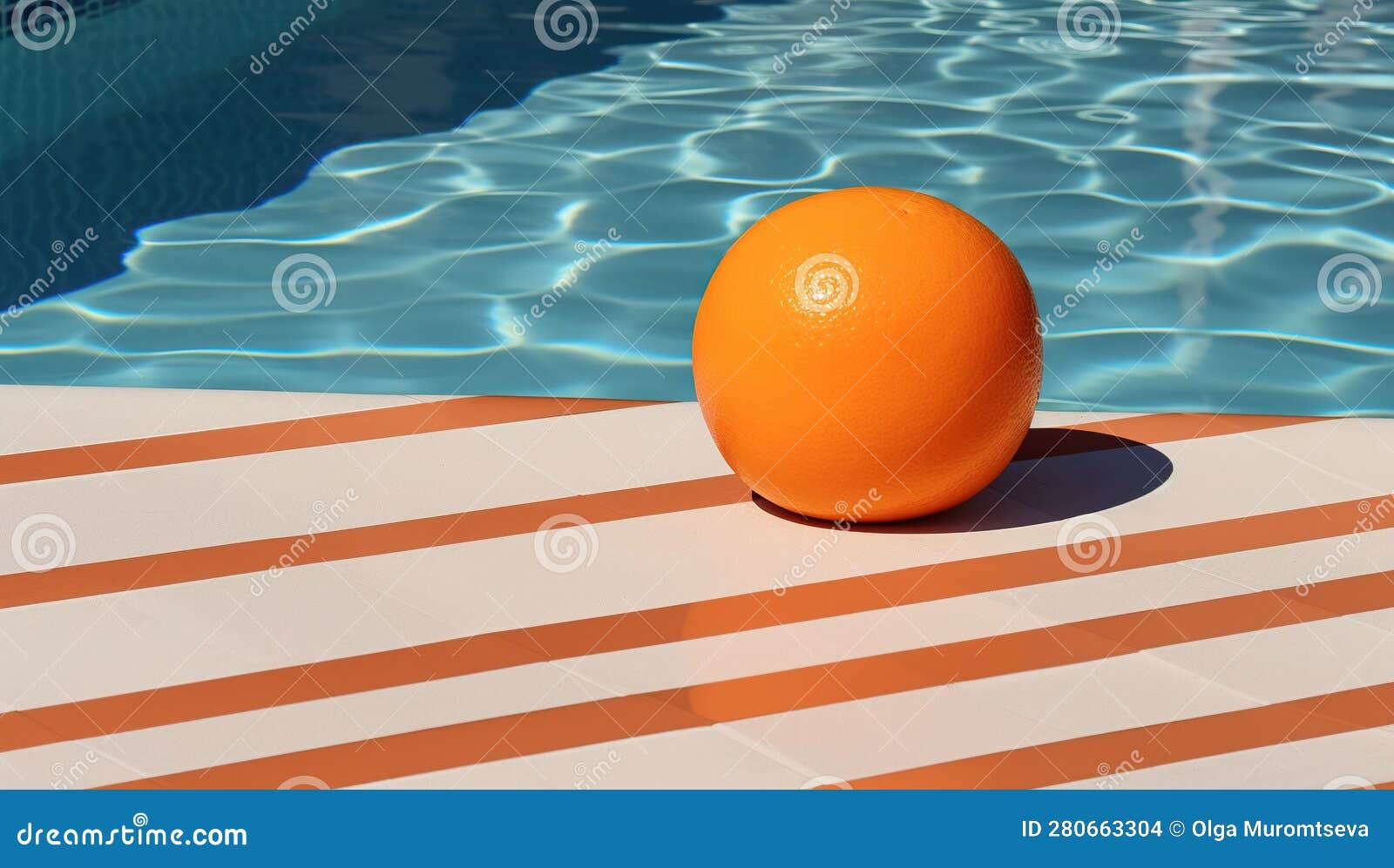 Orange on Edge of Pool. Generative AI Stock Illustration - Illustration ...