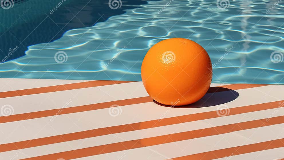 Orange on Edge of Pool. Generative AI Stock Illustration - Illustration ...