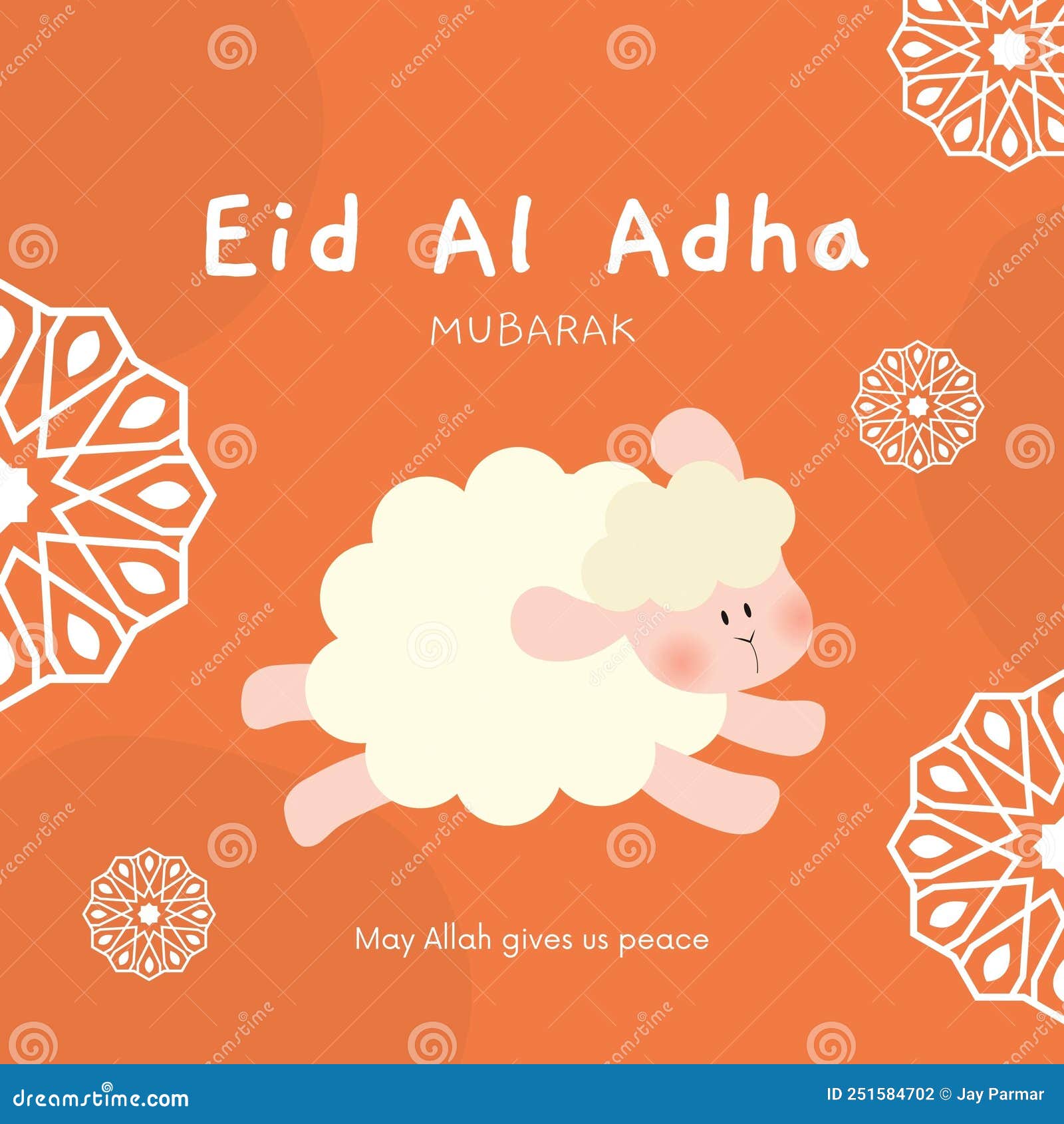 Orange Eid Al-Adha Mubarak Instagram Post Stock Illustration ...