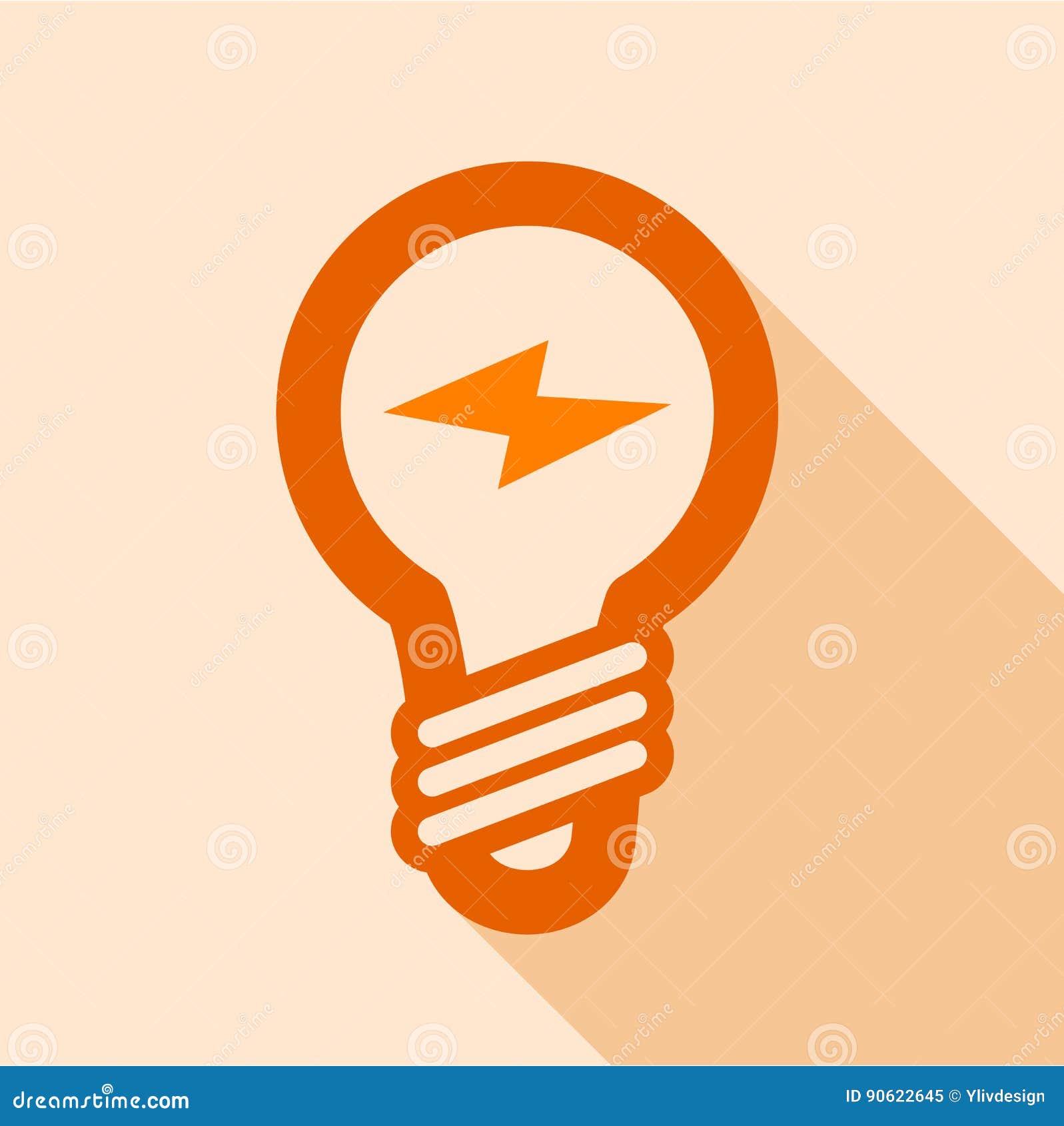 Orange Electric Bulb Icon, Flat Style Stock Vector - Illustration of ...