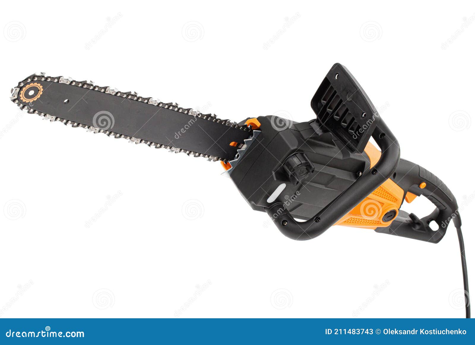 Orange Electric Chain Saw, Isolated on White Background Stock Image ...