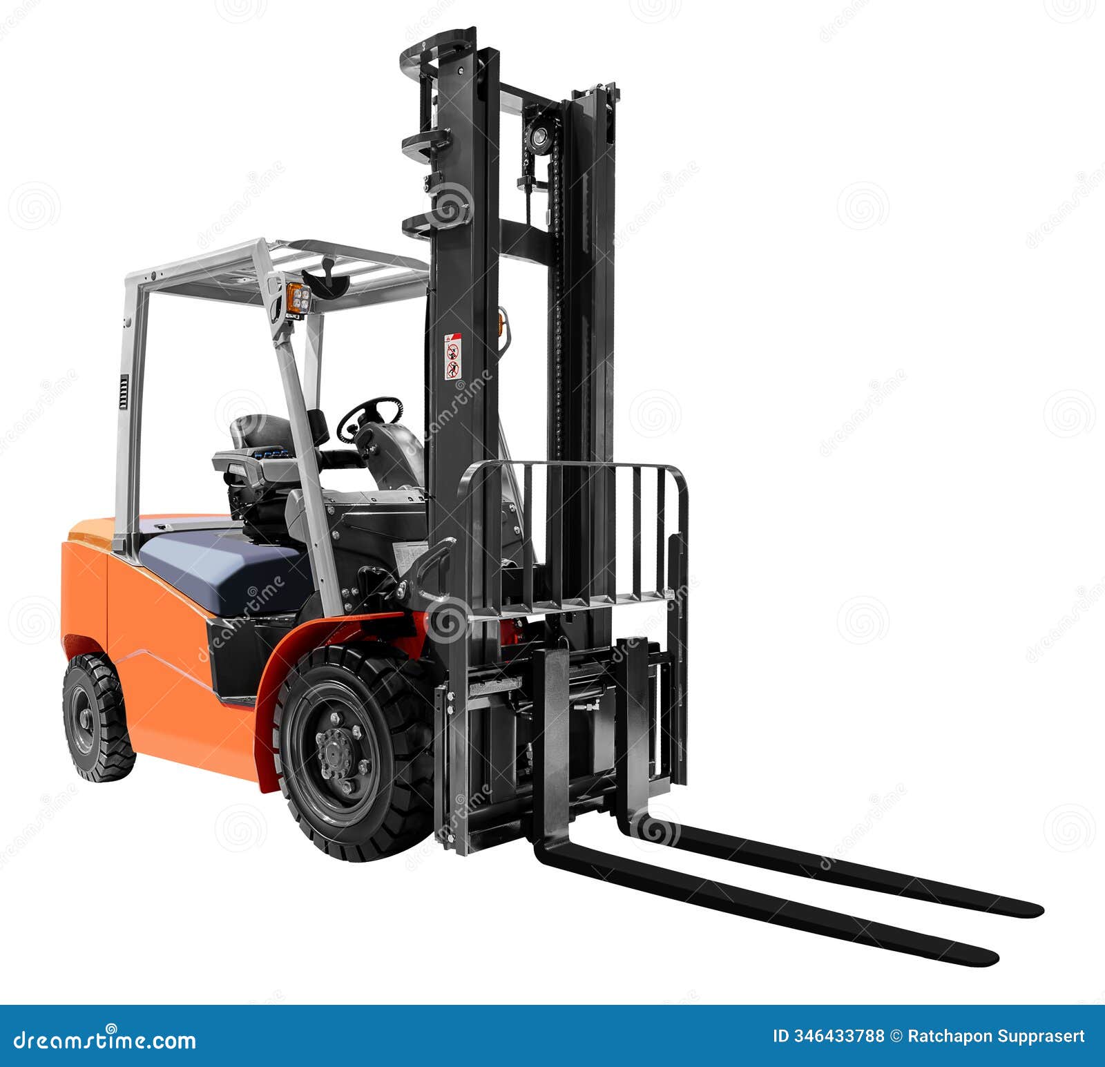 Orange Electric Forklift Isolated on White Background with Clipping ...