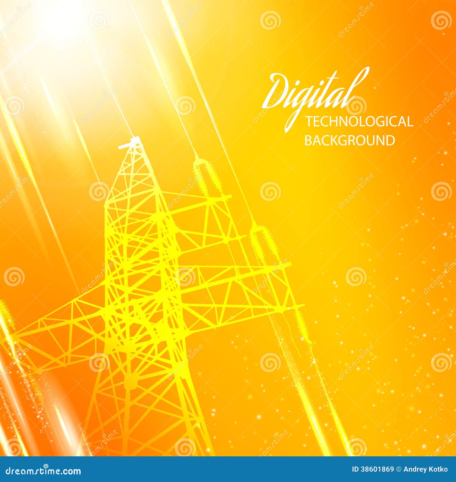 Orange Electric Power Transmission Tower. Stock Vector - Illustration ...