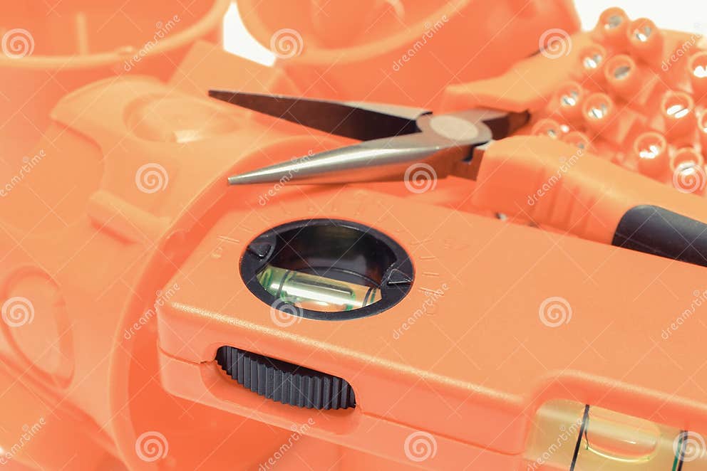 Orange Electrical Boxes and Other Components and Tools Using in ...