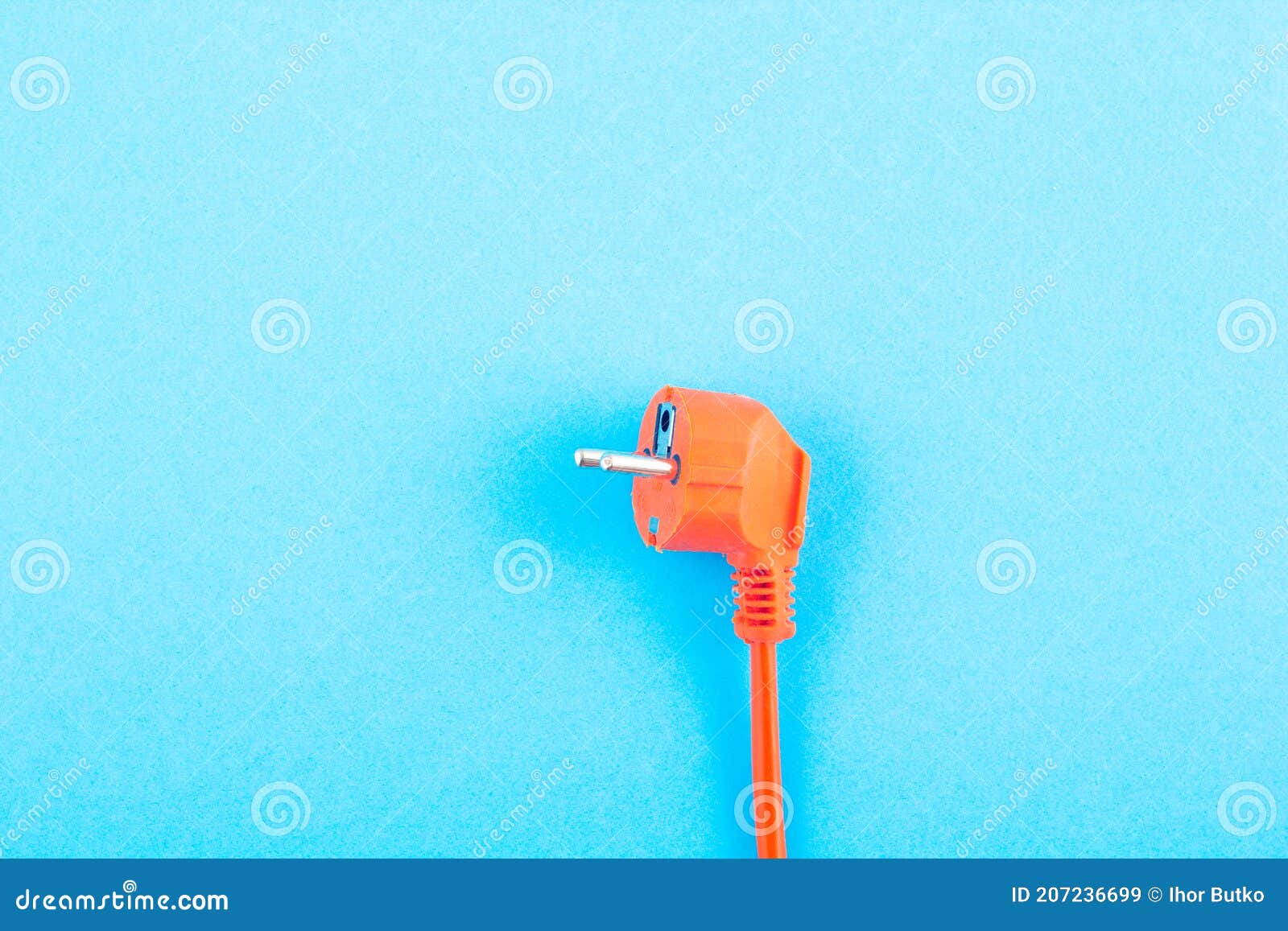 Orange Electrical Wire on Blue Background. Copy Space Stock Image ...