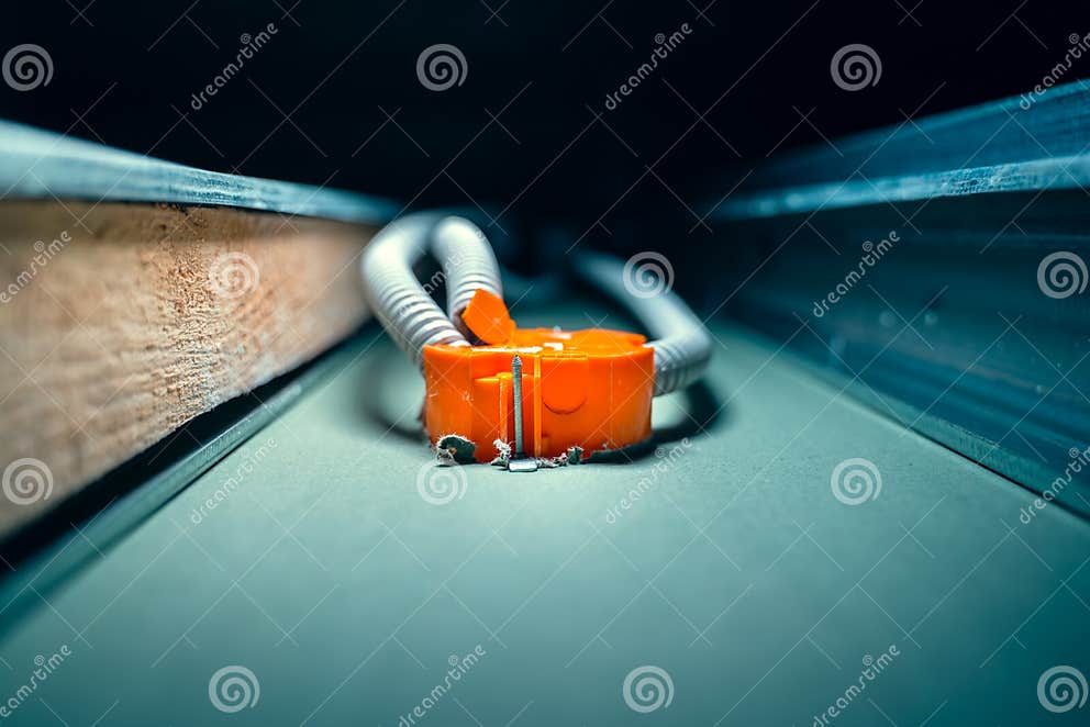 Orange Embedded Socket for an Electrical Outlet Mounted Inside a ...