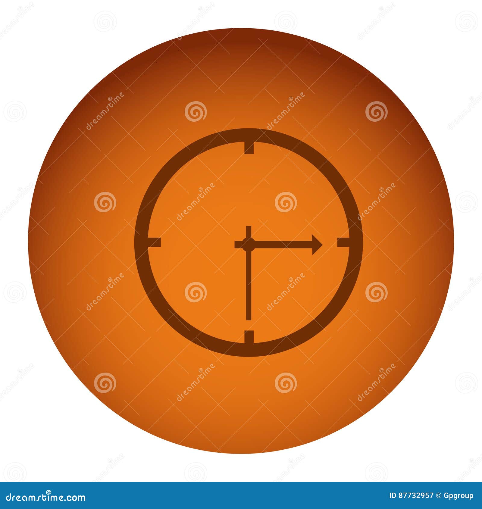 Orange emblem clock icon stock illustration. Illustration of flat ...