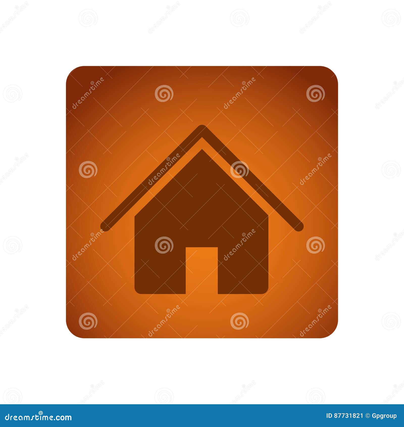 Orange emblem house icon stock illustration. Illustration of background ...