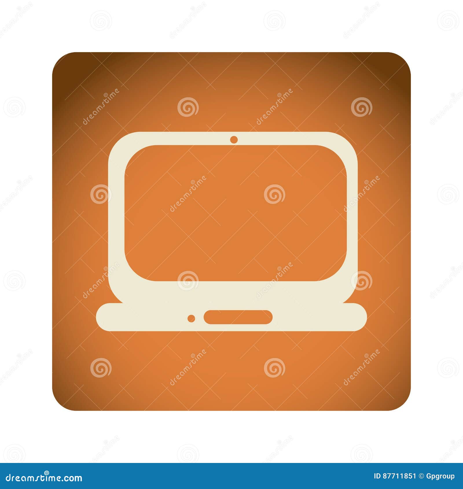 Orange emblem laptop icon stock illustration. Illustration of commerce ...