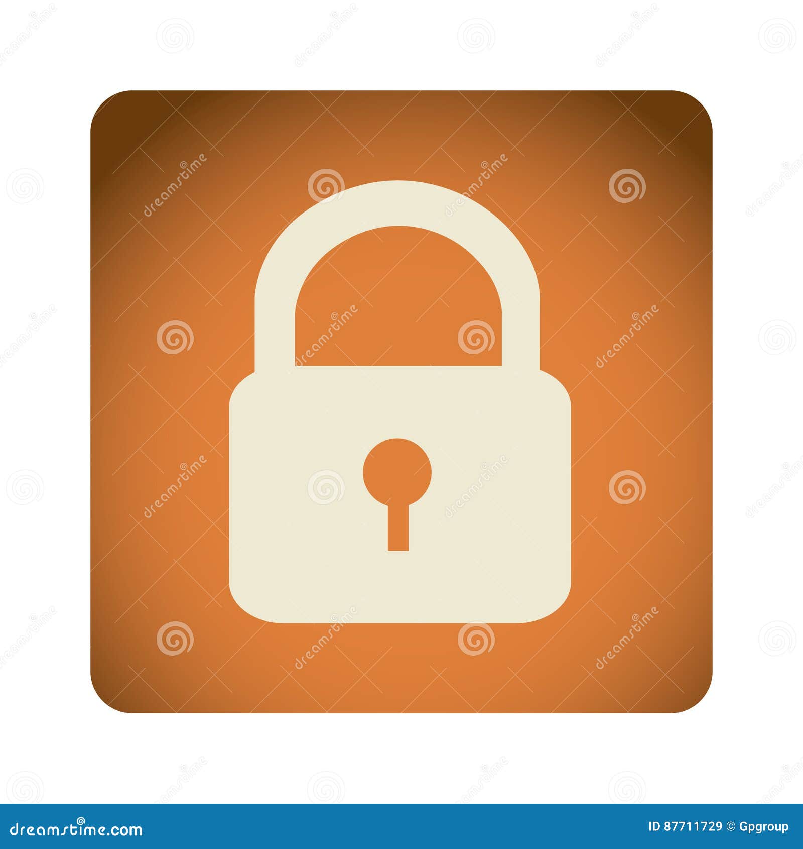 Orange emblem lock icon stock illustration. Illustration of element ...