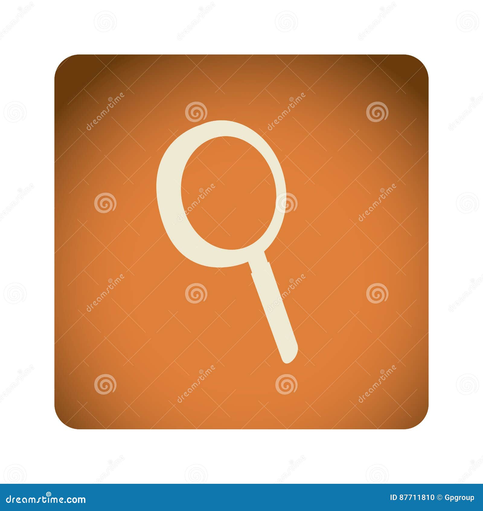 Orange Emblem Magnifying Glass Icon Stock Illustration - Illustration ...