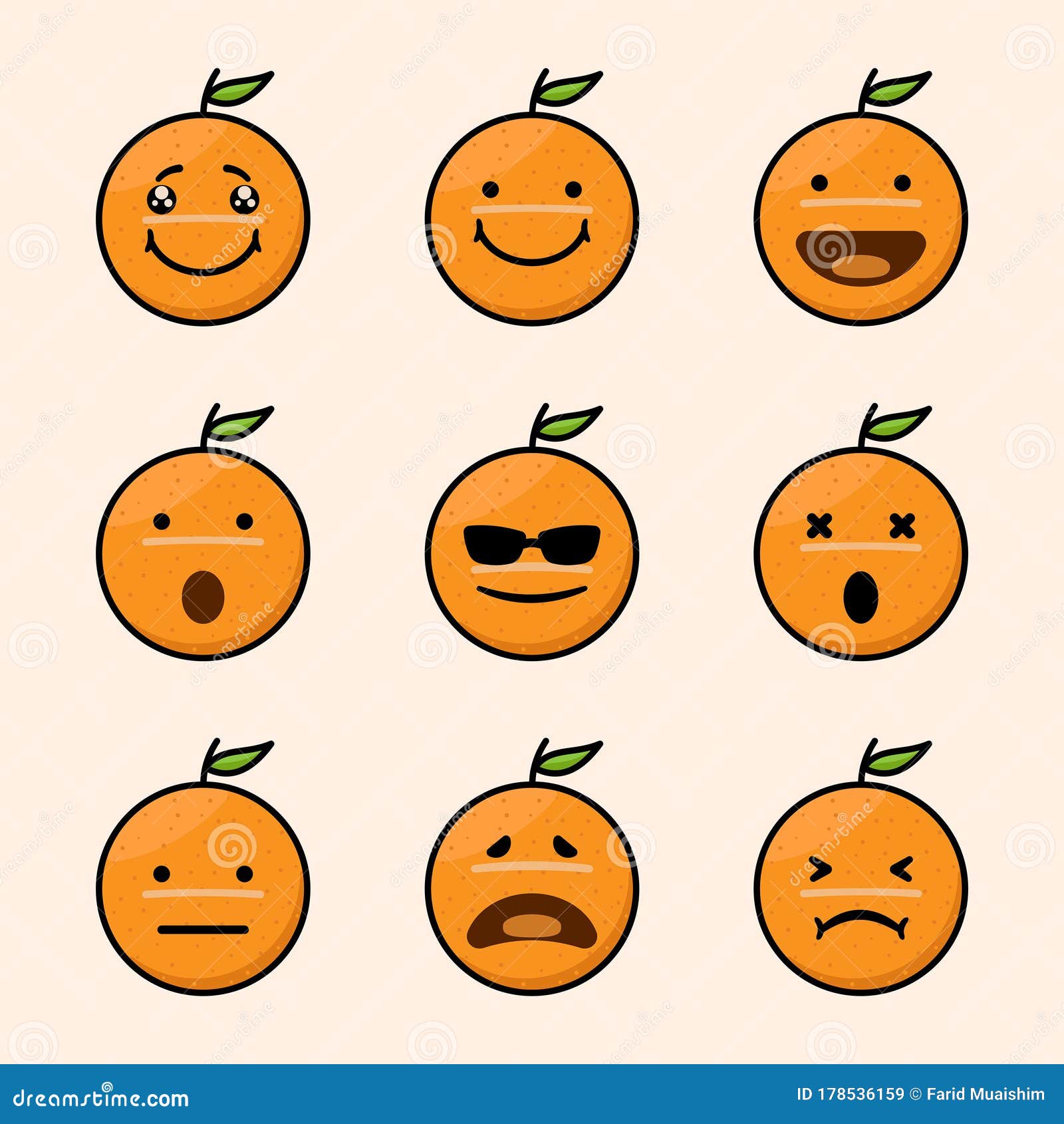 Flat Emoticons Faces. Simple Happy And Funny, Cartoon Smile Set, Wonder ...