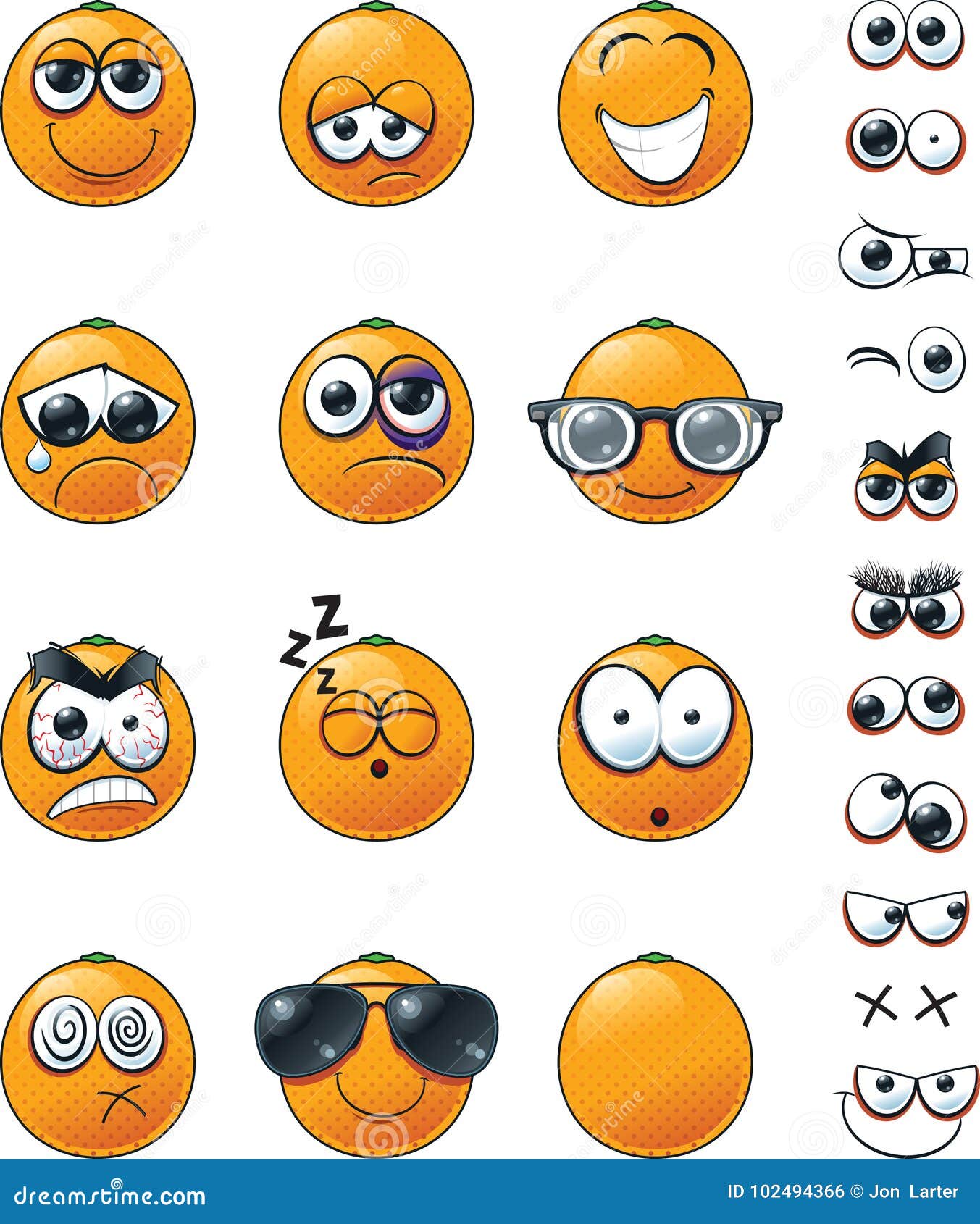 Orange Emoticon Set stock vector. Illustration of frowning - 102494366