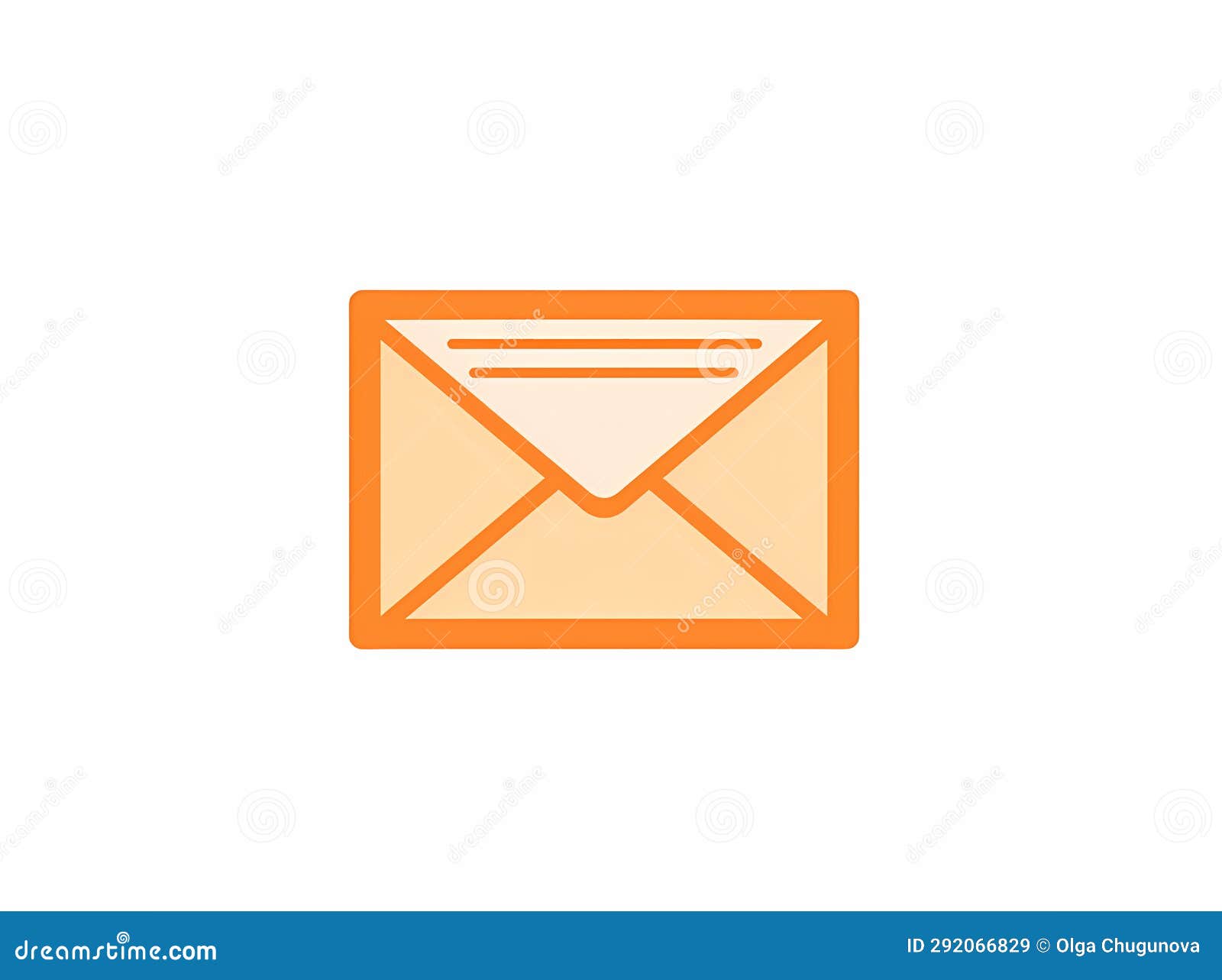 Orange Envelope Icon on White Background, with Space for Notes. Copy ...