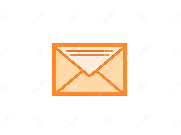 Orange Envelope Icon on White Background, with Space for Notes. Copy ...