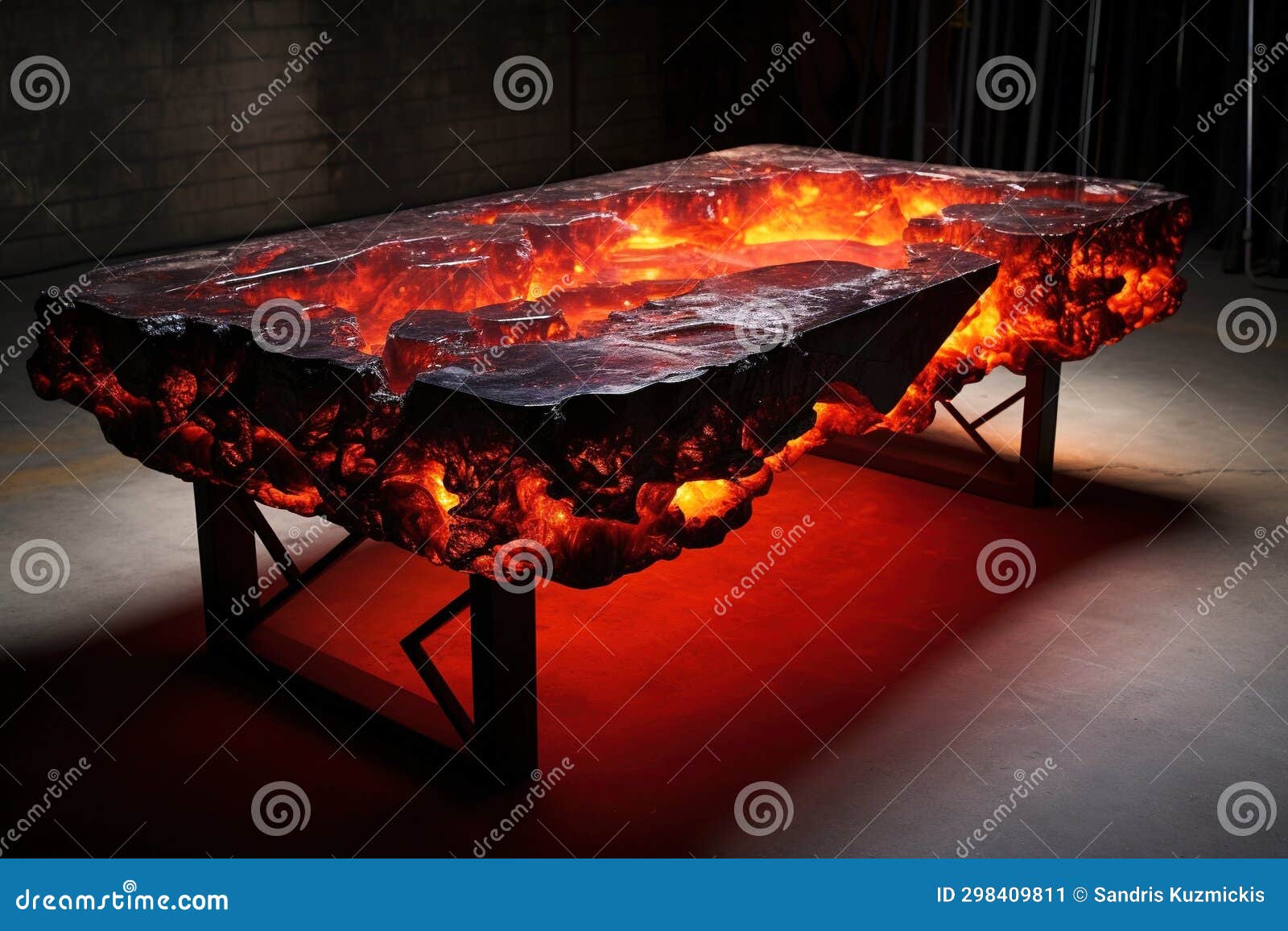 Orange Epoxy Resin Kitchen Table, Looks Like Lava. Generative AI ...
