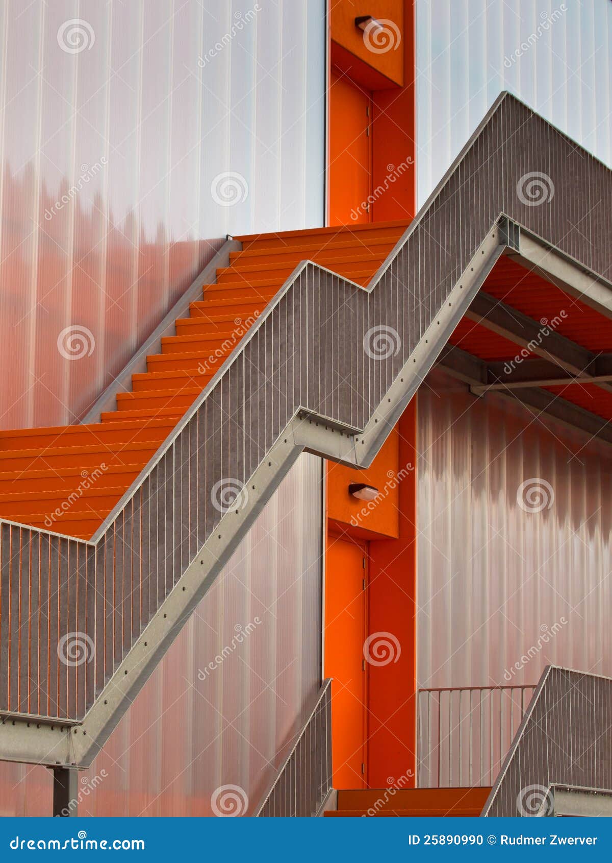 Orange escape stairs stock photo. Image of ofiice, color - 25890990