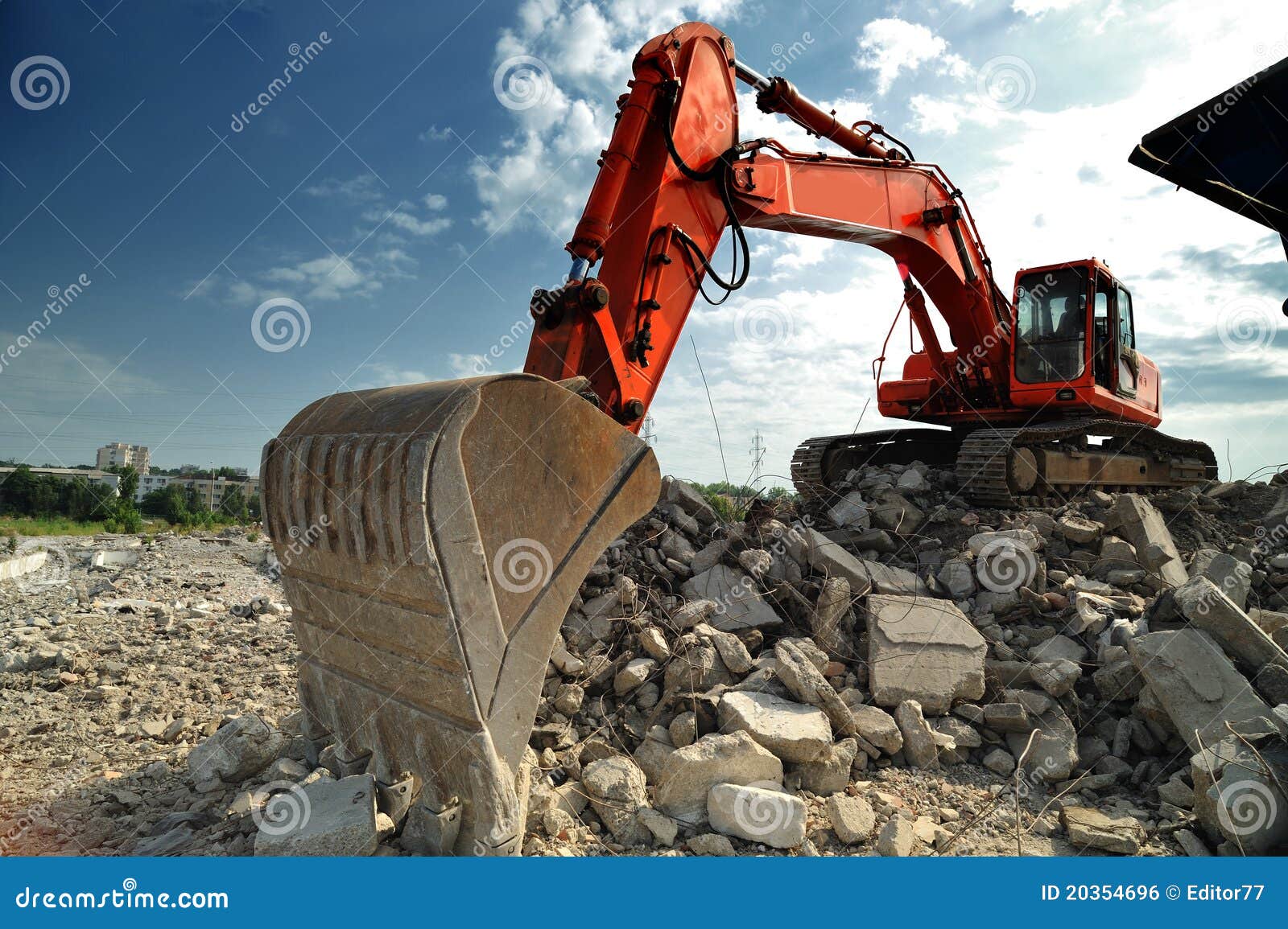 Crawler Excavator on Demolition Site Stock Photo - Image of tool ...