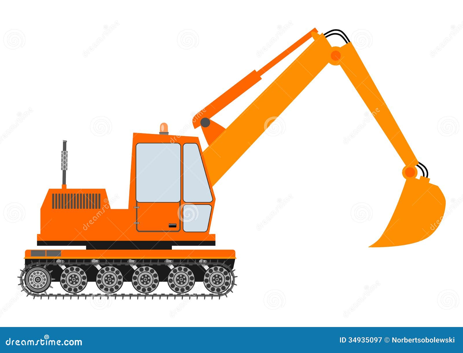 Orange Excavator on a White Background Stock Illustration ...